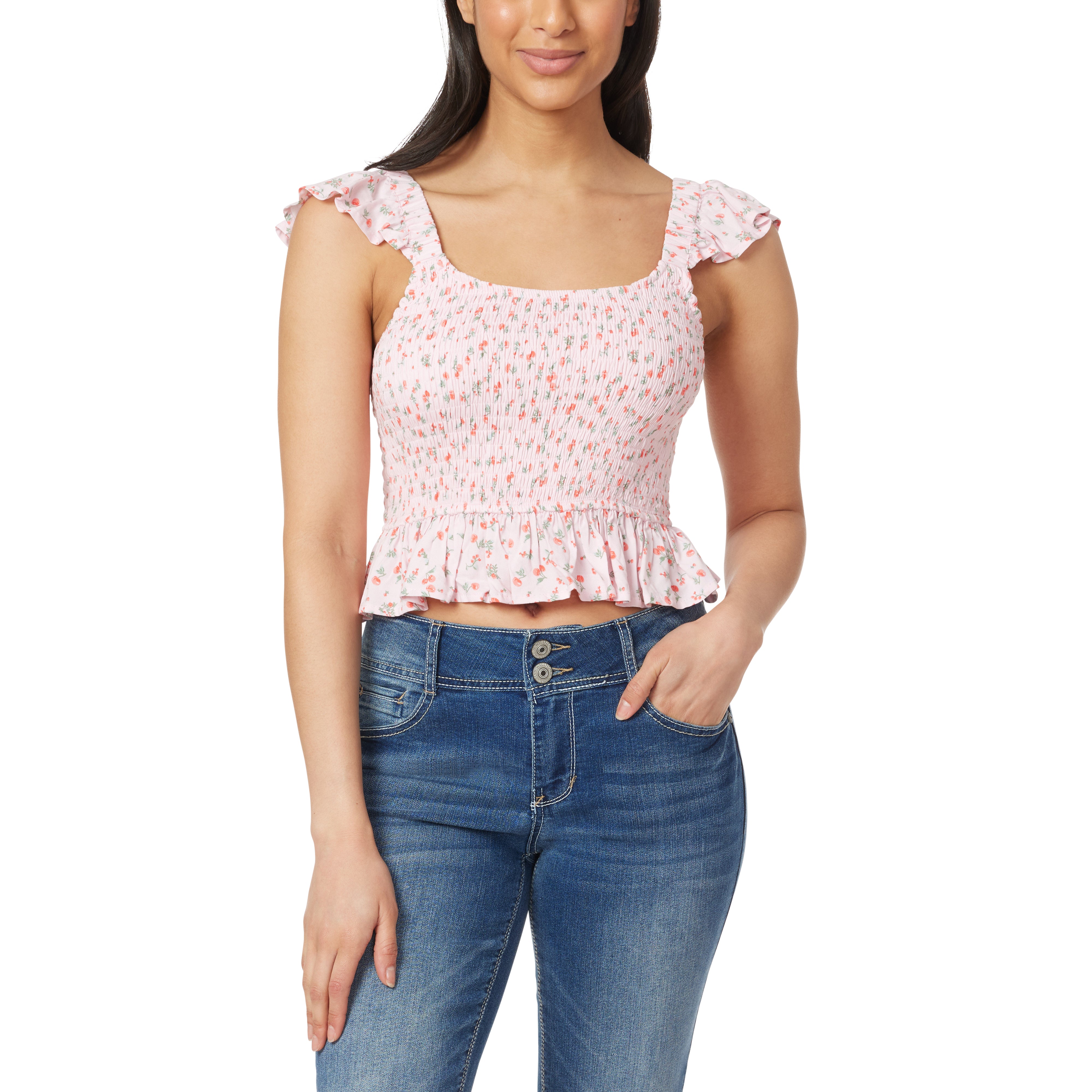 Brandy Ruffle Strap Smocked Top – WallFlower Jeans