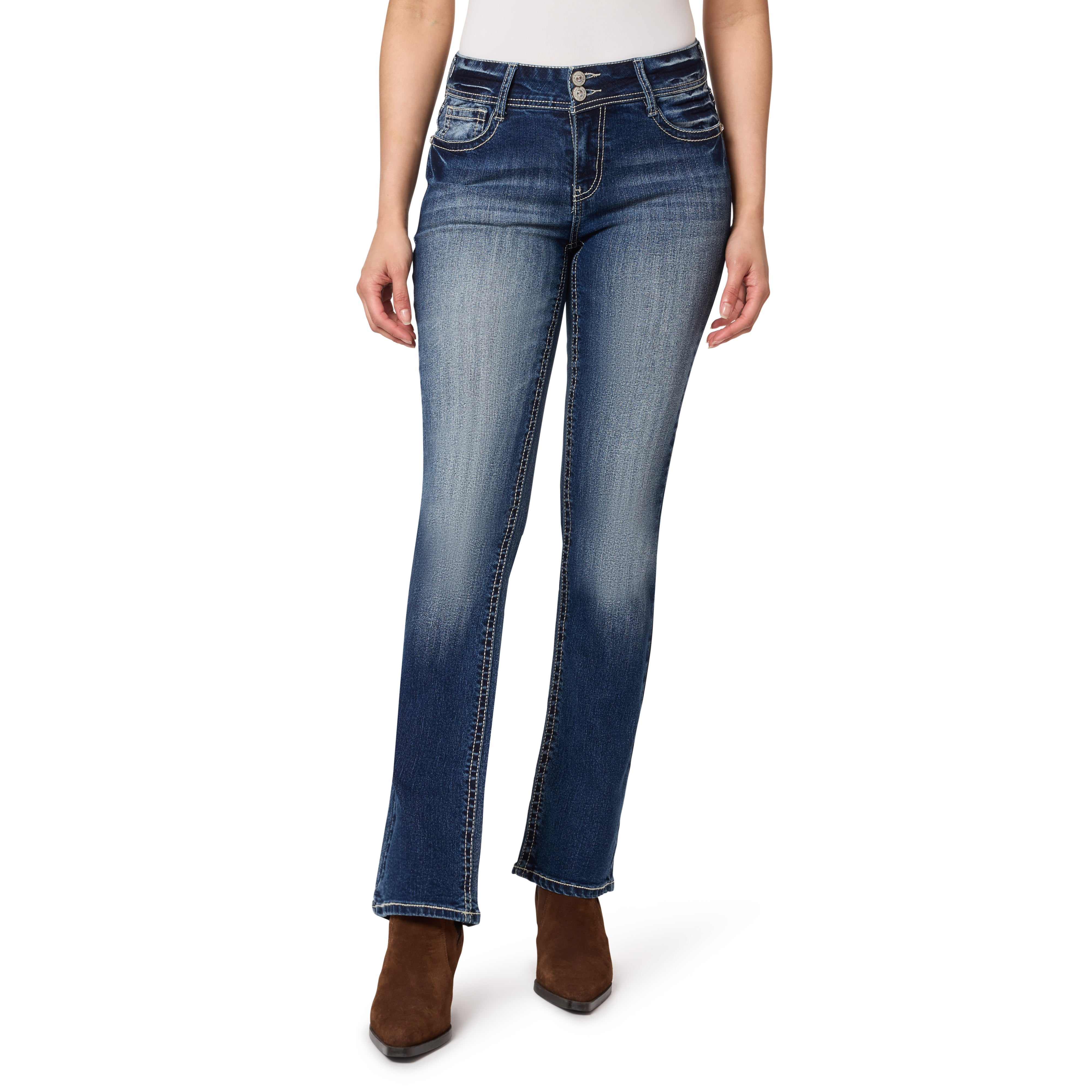 Insta Stretch Luscious Curvy Bootcut Mid-Rise Bling Jeans – WallFlower ...