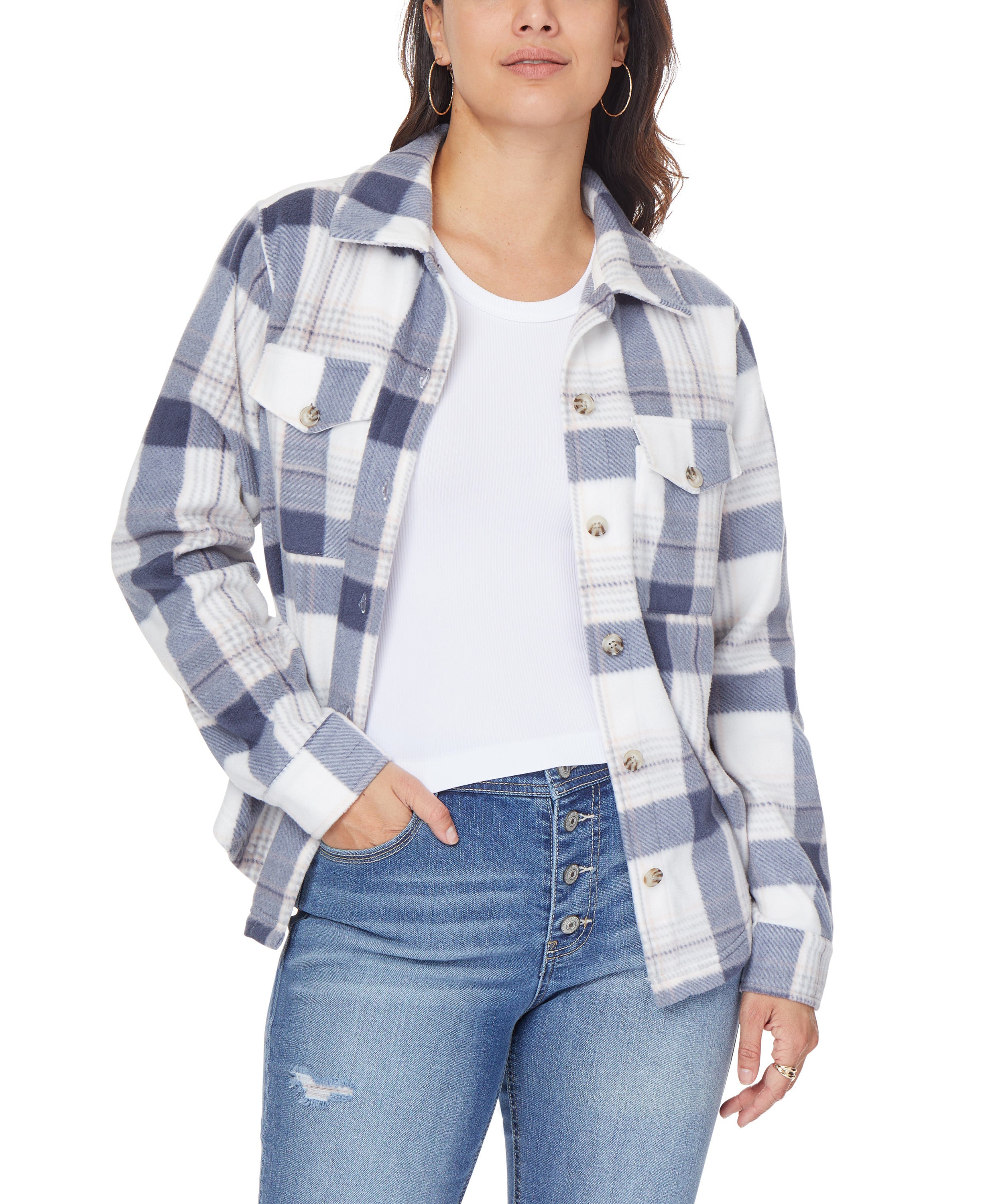 Taylor Polar Fleece Boyfriend Shacket – WallFlower Jeans